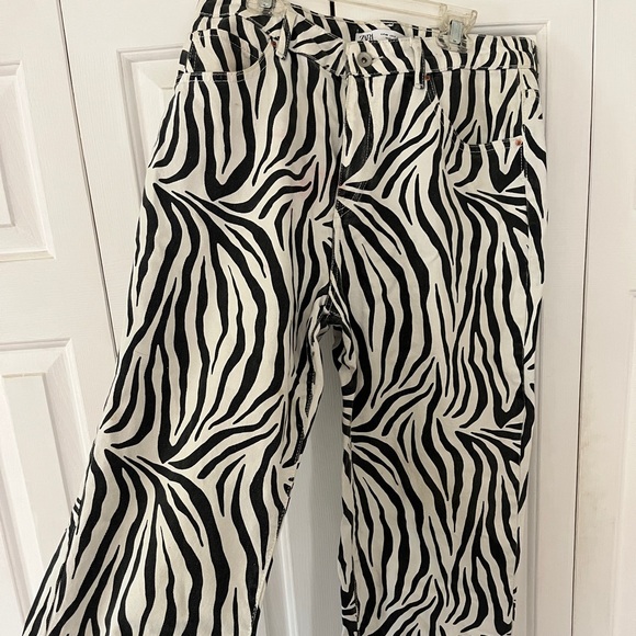 Zara | Jeans | Zara Straight Leg Zebra Print Jeans | Poshmark